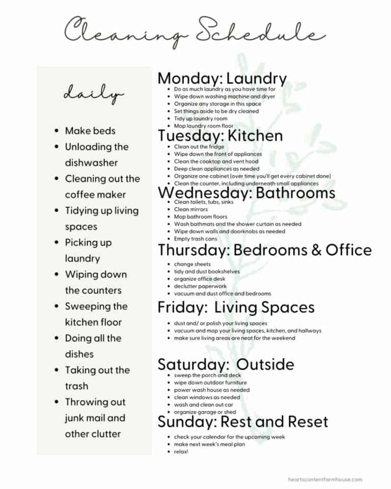 A Practical Weekly Cleaning Schedule You Can Keep (Plus a Printable)
