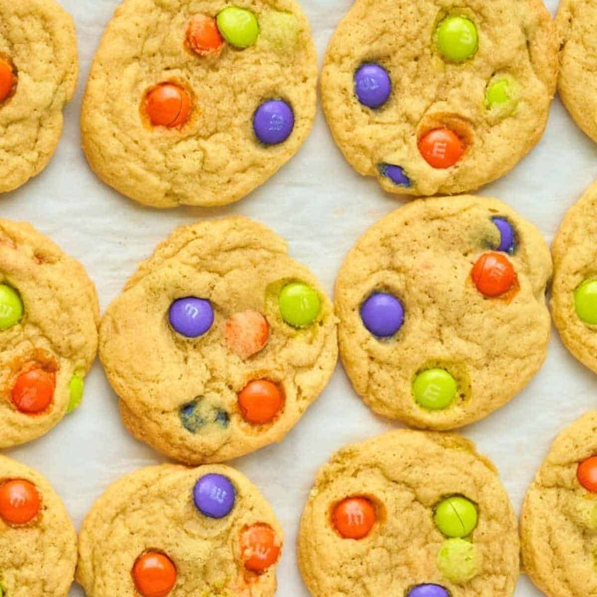 Soft and Chewy Halloween M&M Cookies