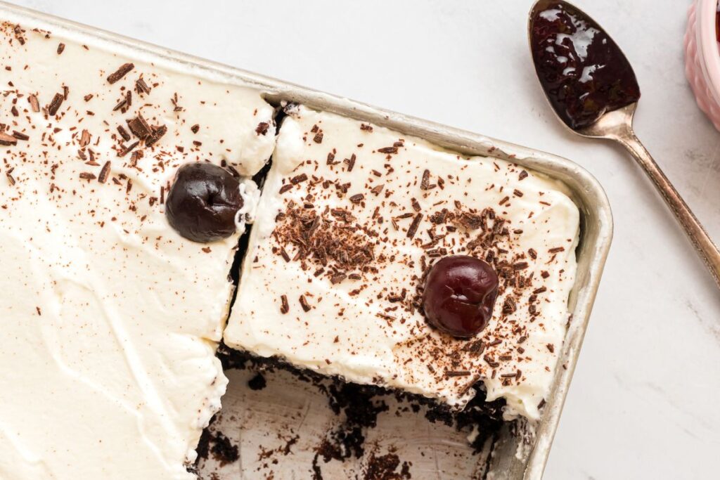Black Forest Sheet Cake with Whipped Cream Frosting