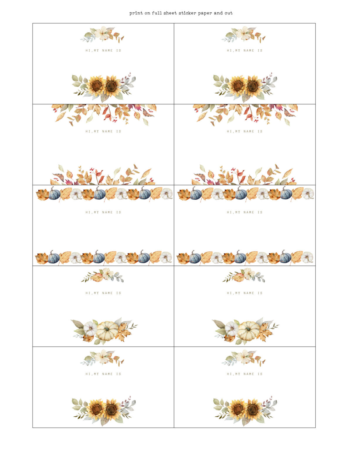 Fall Name Tags (A Pretty Free Printable)