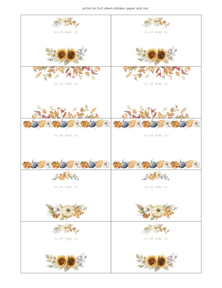 Fall Name Tags (A Pretty Free Printable)