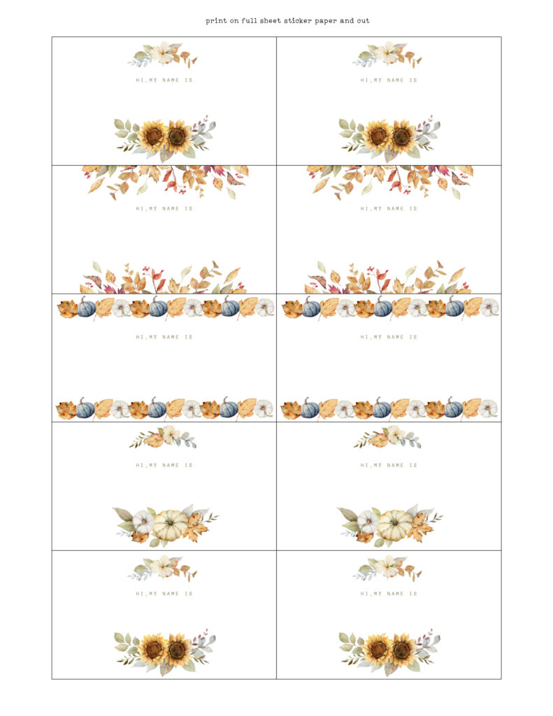 Fall Name Tags (A Pretty Free Printable)