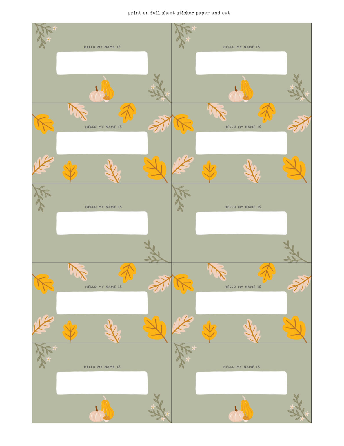 Fall Name Tags (A Pretty Free Printable)