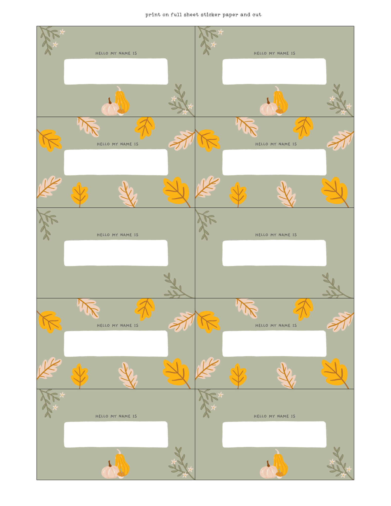 Fall Name Tags (A Pretty Free Printable)