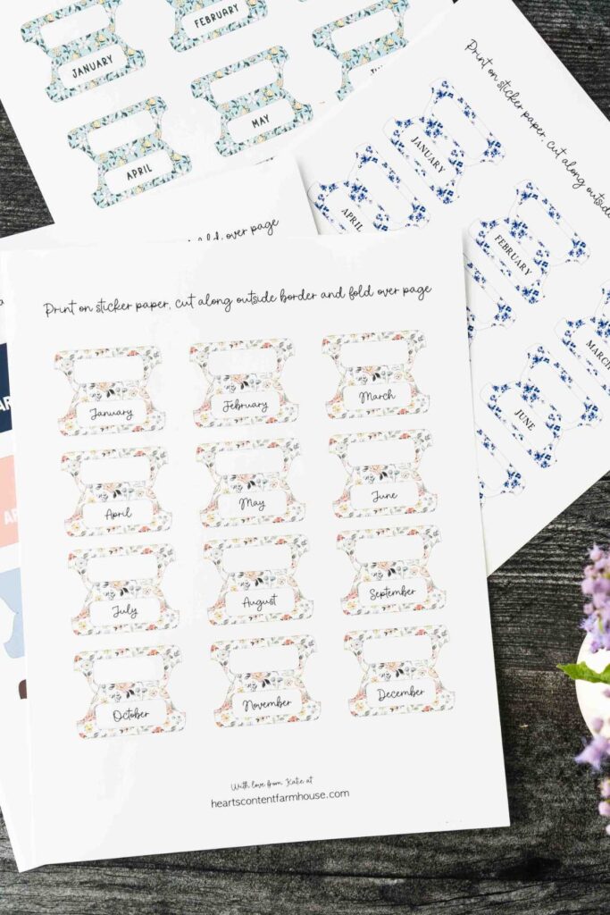 Free Printable Monthly Divider Tabs: Pretty Binder Makeover