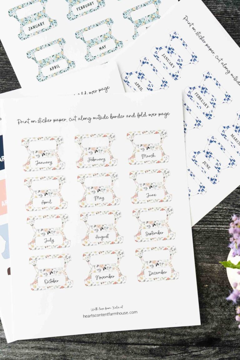 Free Printable Monthly Divider Tabs: Pretty Binder Makeover