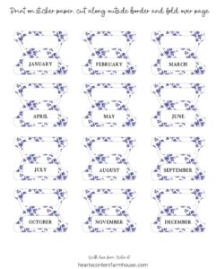 Free Printable Monthly Divider Tabs: Pretty Binder Makeover