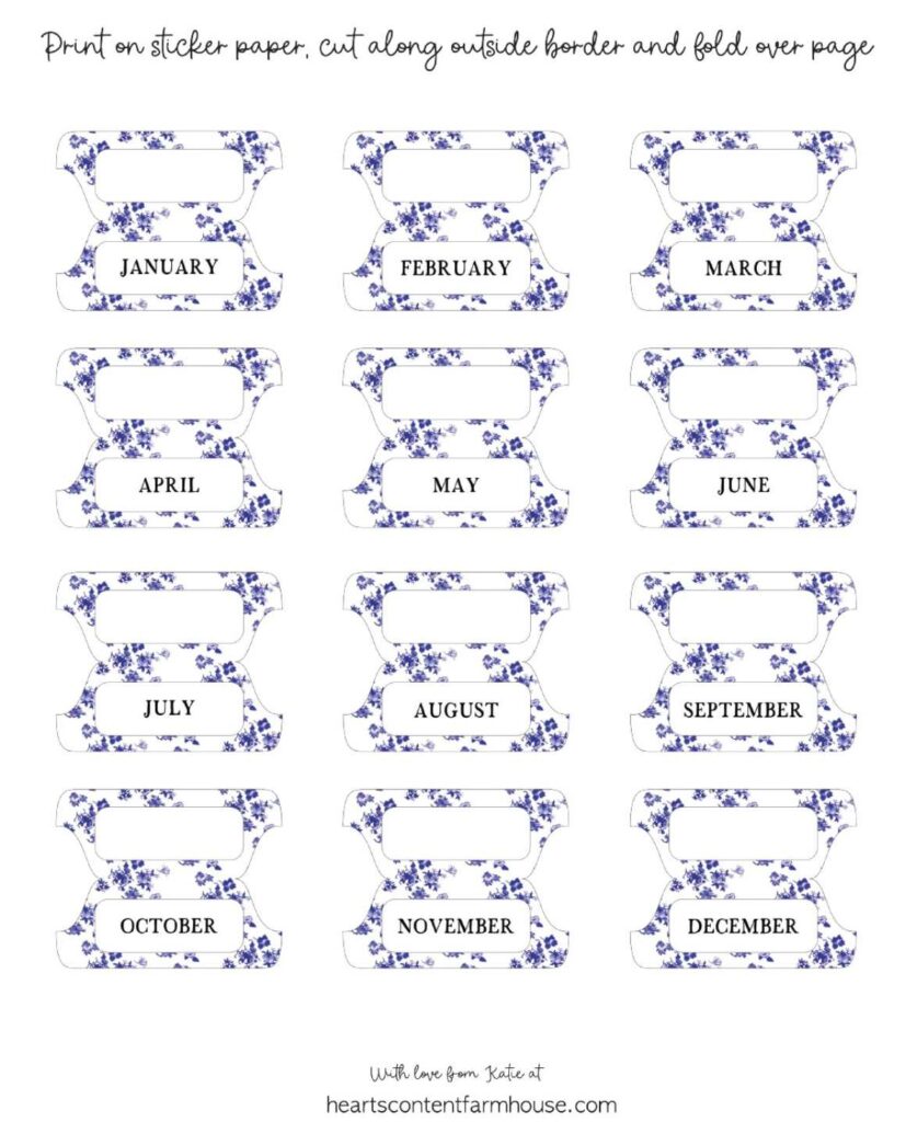 Free Printable Monthly Divider Tabs: Pretty Binder Makeover