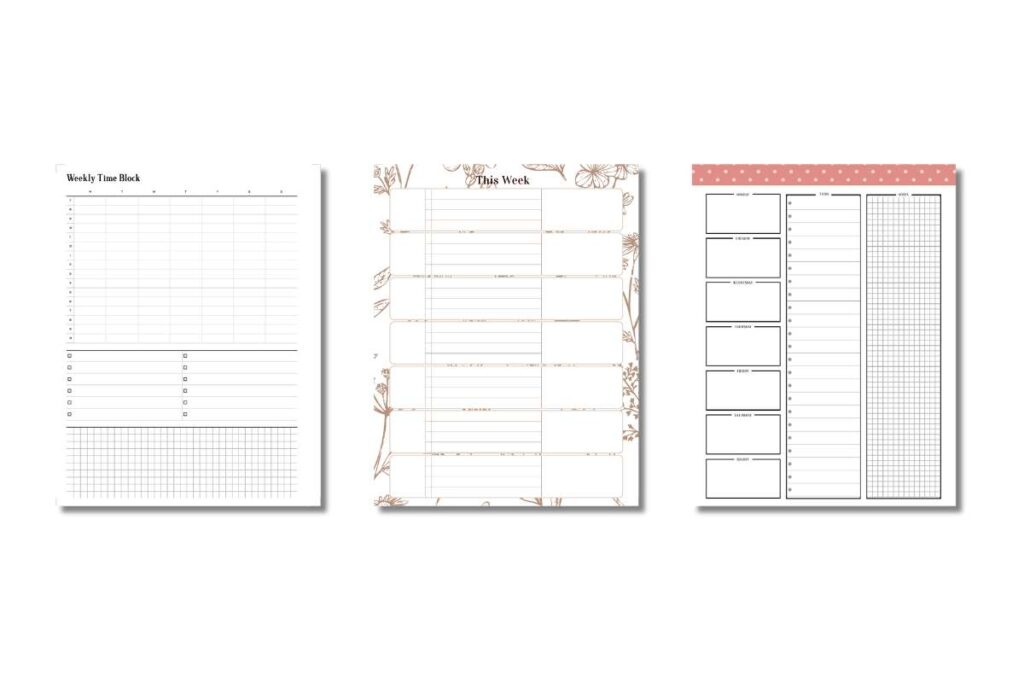 8.5 x 11 Weekly Planner Printables
