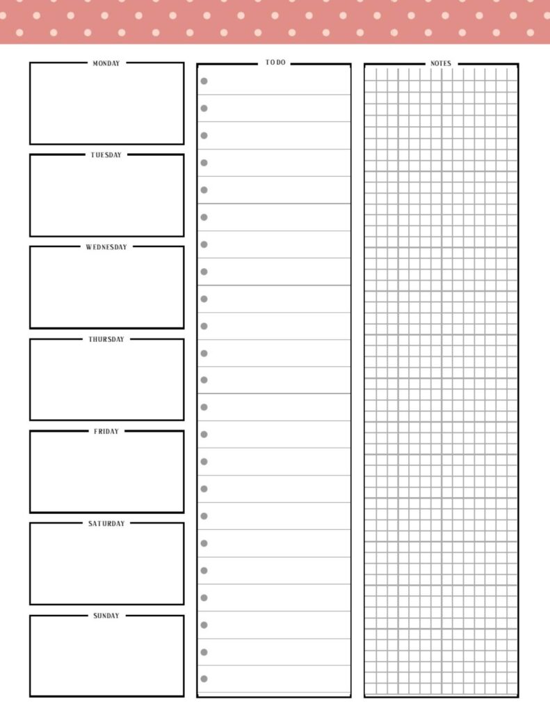 8.5 x 11 Weekly Planner Printables