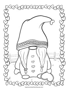 Valentine Gnome Coloring Pages to Print (Cute + Fun +Simple)