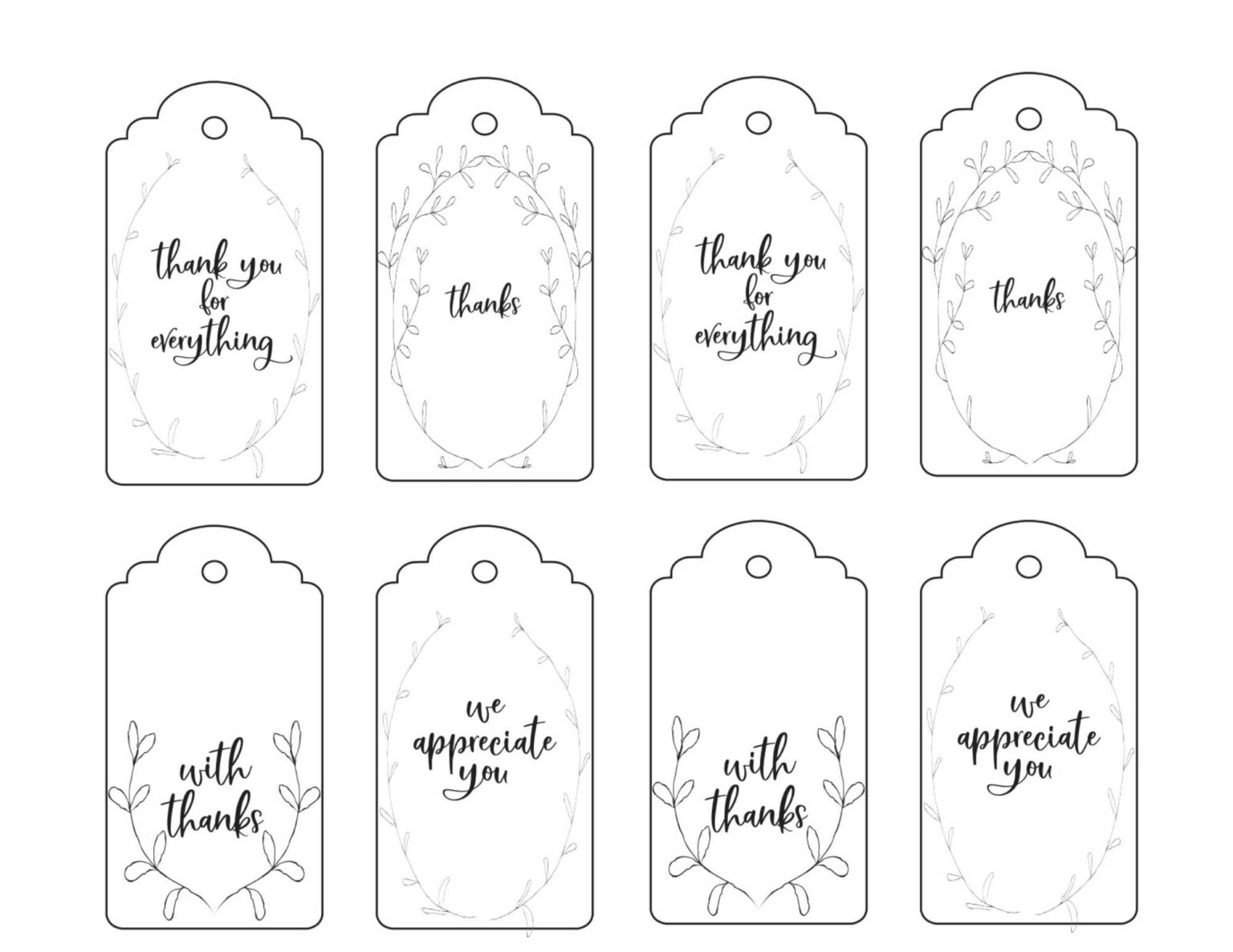 Printable Appreciation Tags (5 Pretty Styles)