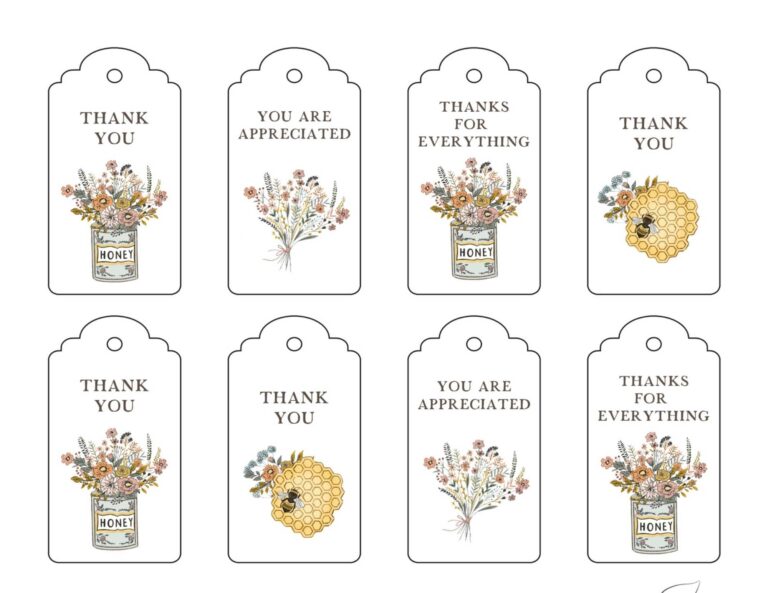 Printable Appreciation Tags (5 Pretty Styles)