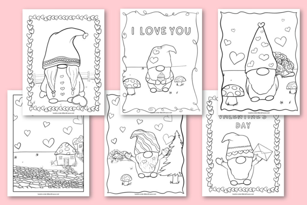 Valentine Gnome Coloring Pages to Print (Cute + Fun +Simple)