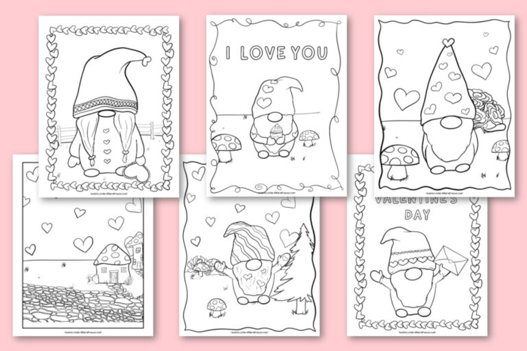 Valentine Gnome Coloring Pages to Print (Cute + Fun +Simple)