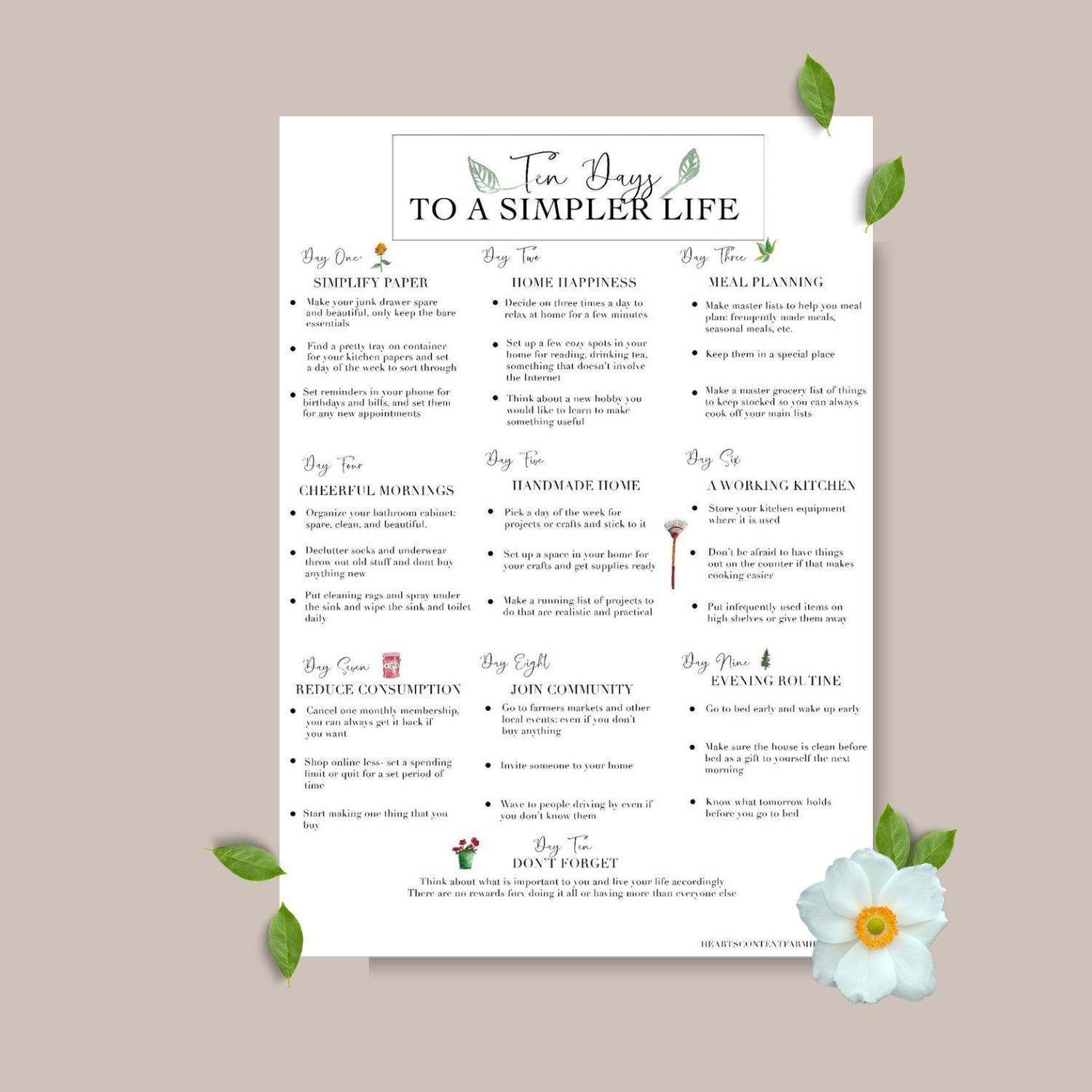 Actionable Steps to Simple Living: Ten Days to A Simpler Life