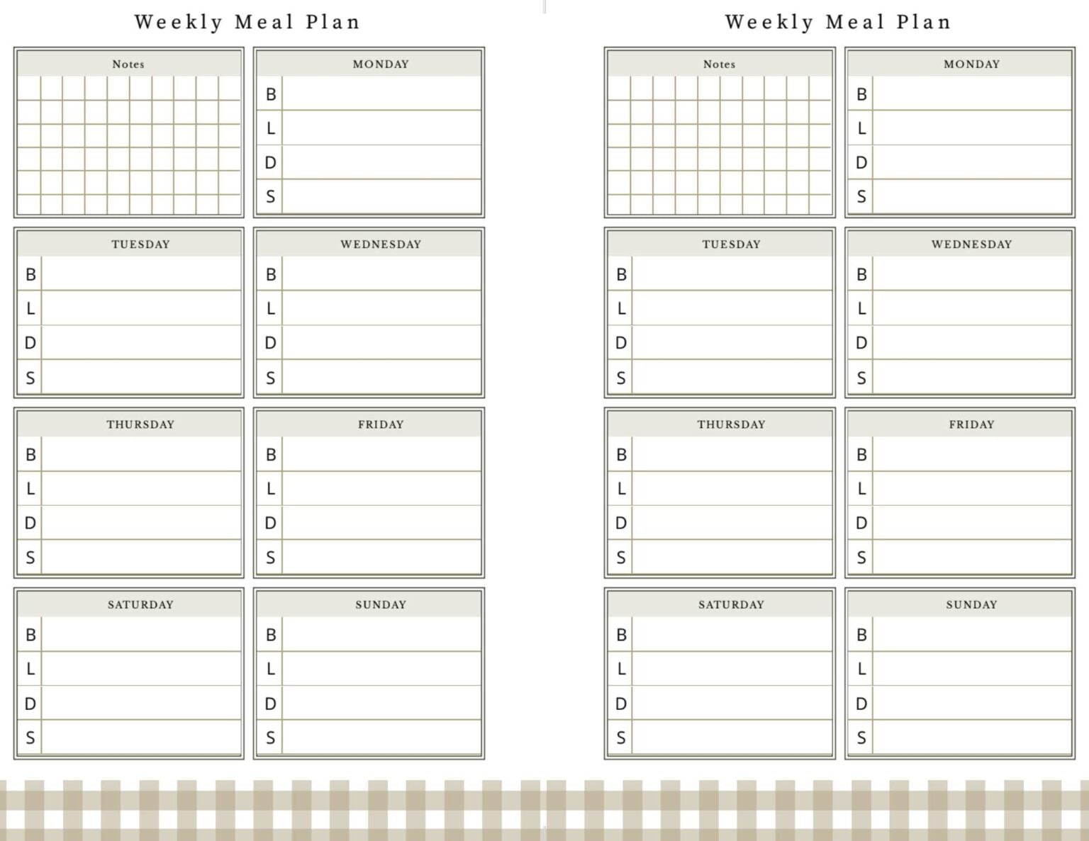7 Beautiful + Free Weekly Meal Plan Printables (You'll Actually Use)