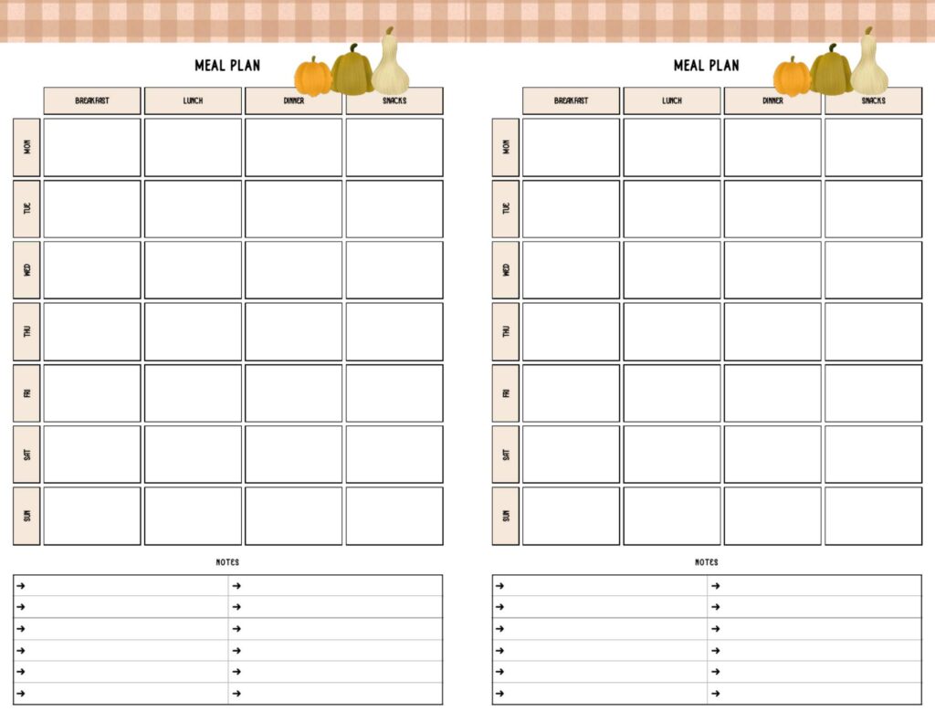 7 Beautiful + Free Weekly Meal Plan Printables (You'll Actually Use)