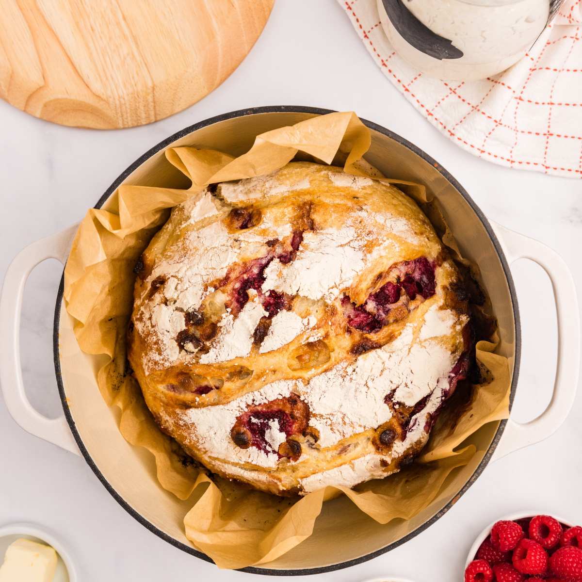 White Chocolate Raspberry Sourdough Bread