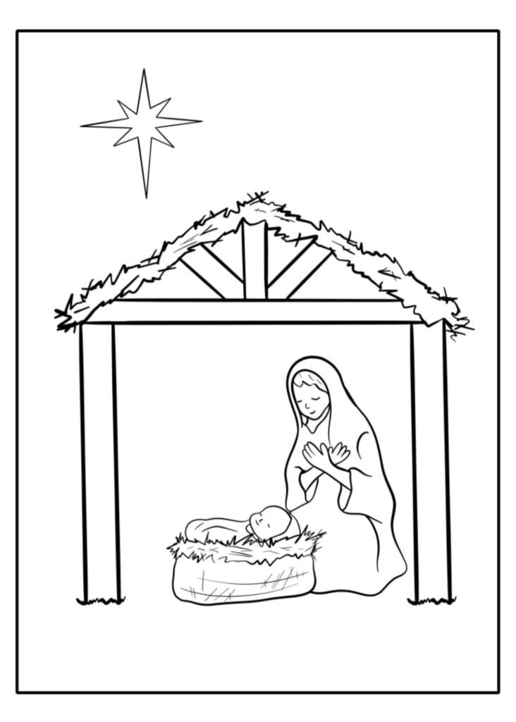 Nativity Scene Coloring Pages (Free Printable)