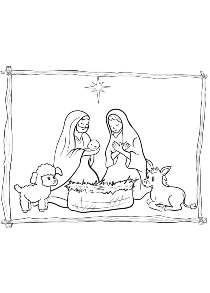 Nativity Scene Coloring Pages (Free Printable)