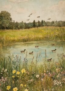 Spring on The Farm Watercolor Wall Art