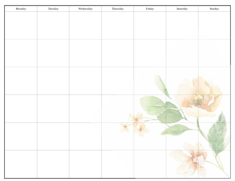 Free Peach Floral Planner Pages