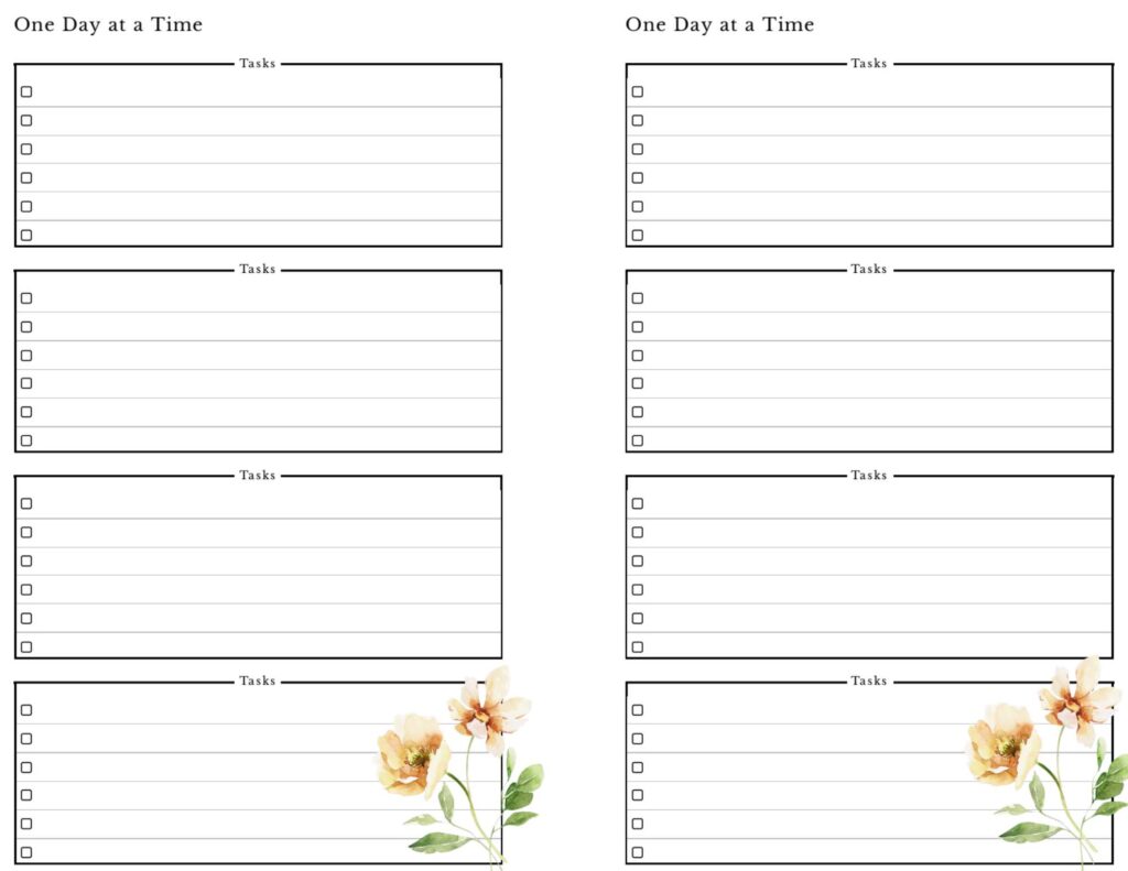 Free Peach Floral Planner Pages