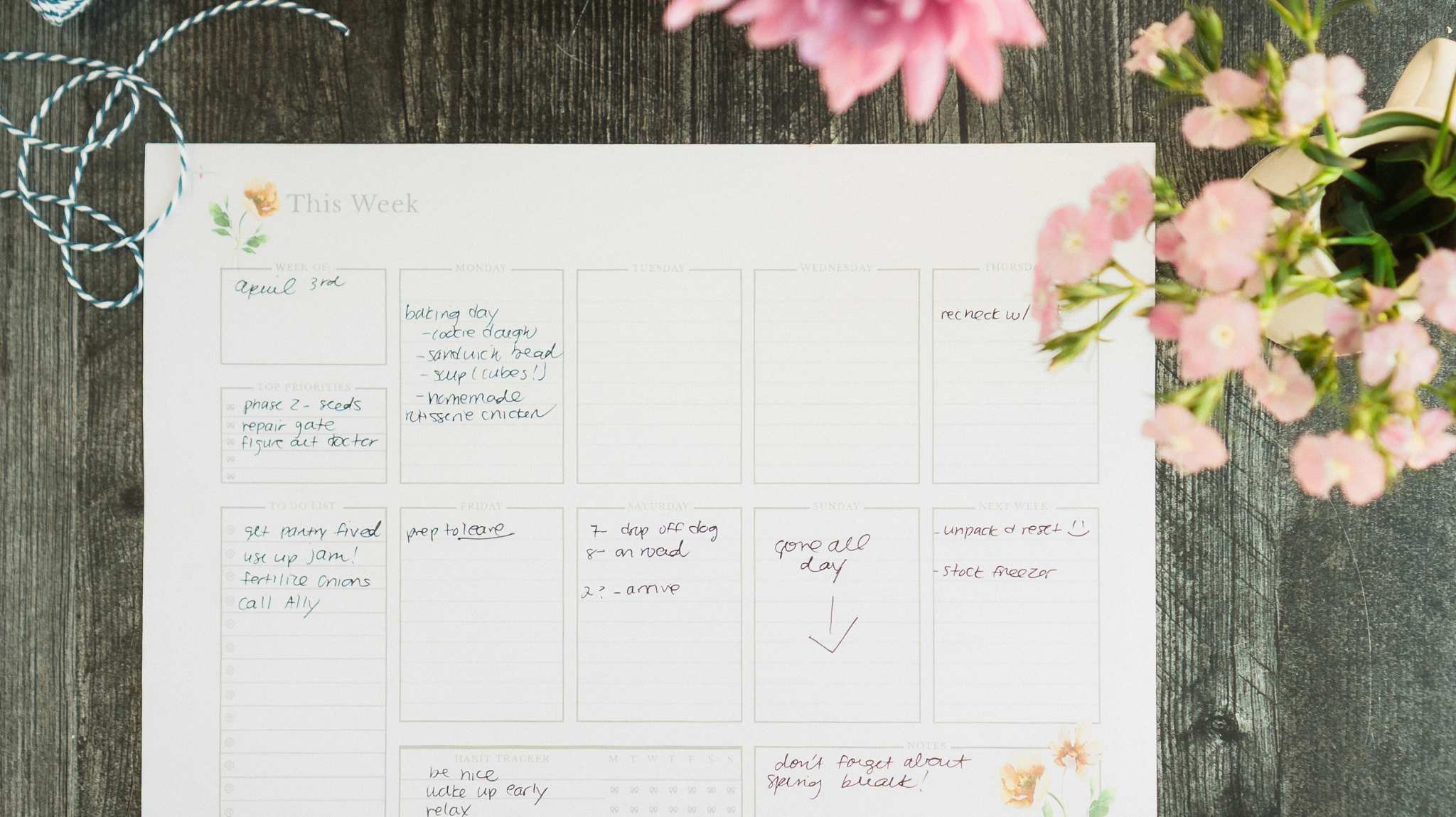 Free Peach Floral Planner Pages